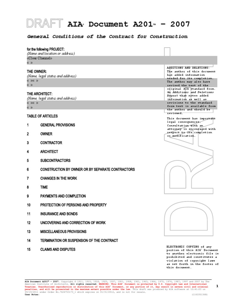 A201-2007 - General Conditions of The Contract For Construction - 001 ...