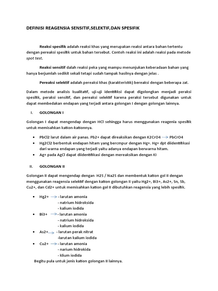 Reagensia dalam Analisis Kualitatif | PDF