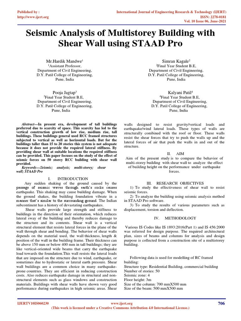 Seismic Analysis of Multistorey Building 30 | PDF | Beam (Structure) | Wall