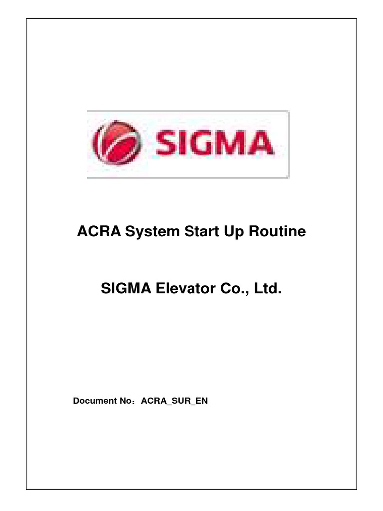 ACRA System Start Up Routine Guide | PDF | Electrical Connector | Elevator