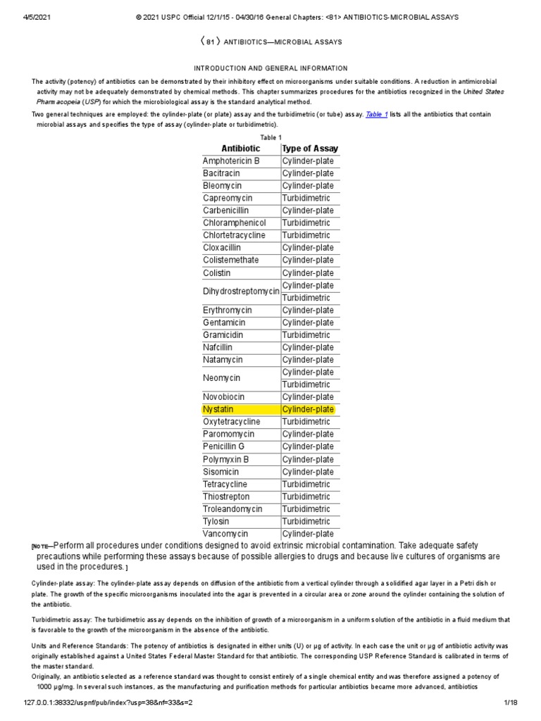 Antibiotic Bioassay (USP) | PDF | Spectrophotometry | Sampling (Statistics)