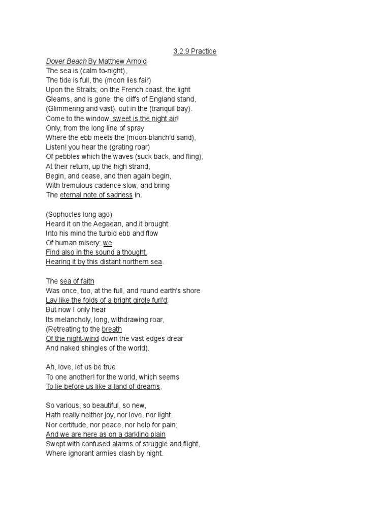 Dover Beach by Matthew Arnold | PDF