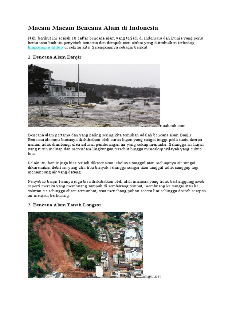 Macam Macam Bencana Alam Di Indonesia | PDF