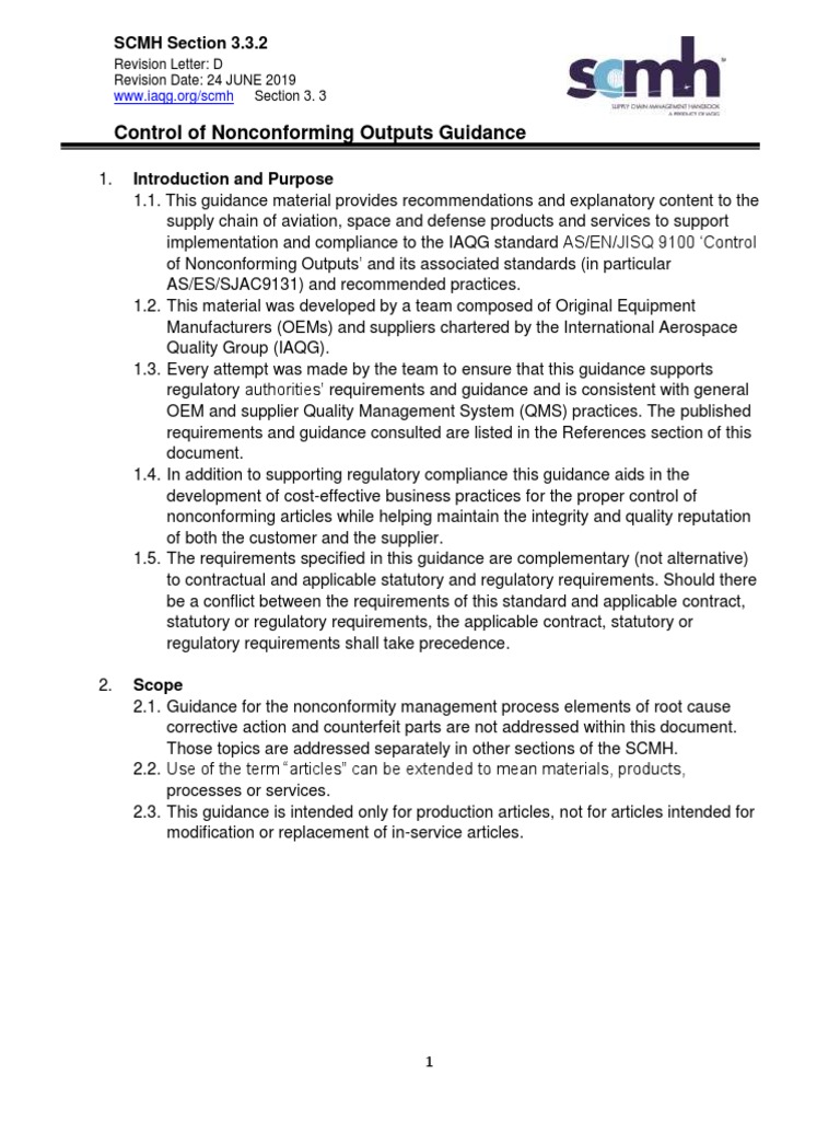 Control of Nonconforming Outputs Guidance: SCMH Section 3.3.2 | PDF ... Control of Nonconforming Outputs Guidance: SCMH Section 3.3.2 | PDF ...