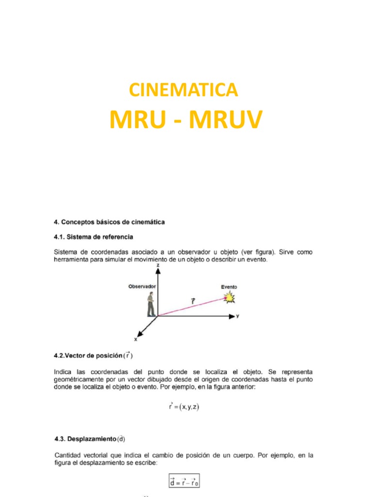 Understanding MRU and MRUV in Cinematics | PDF