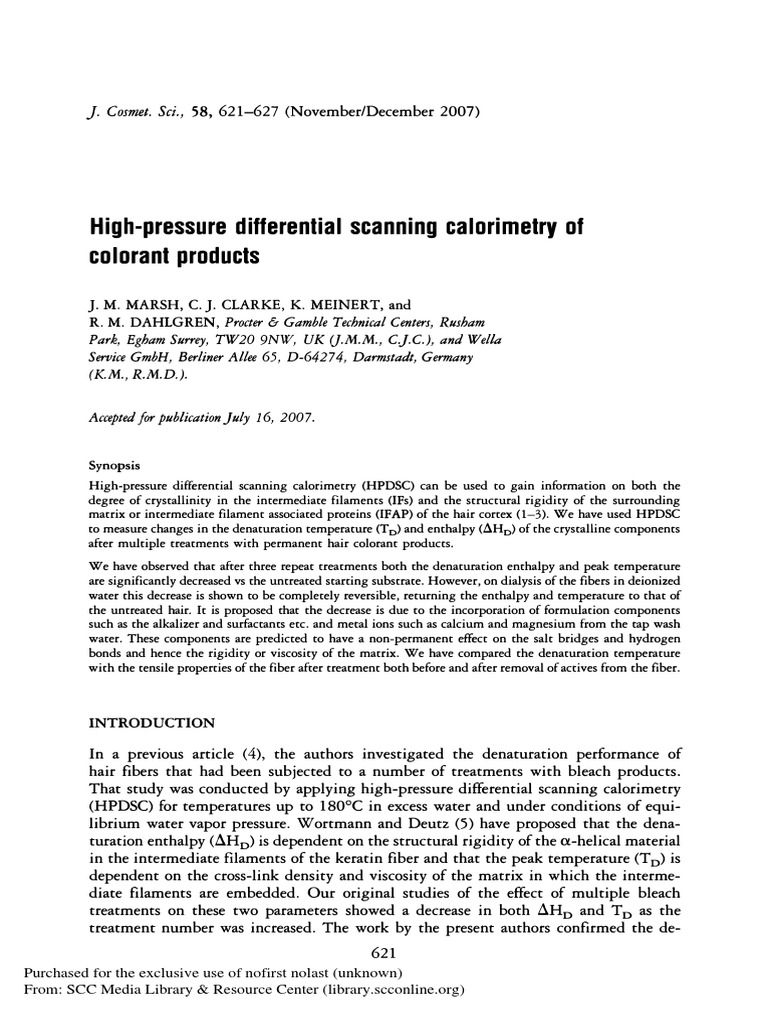 High-Pressure Differential Scanning Calorimetry of Colorant Products ...