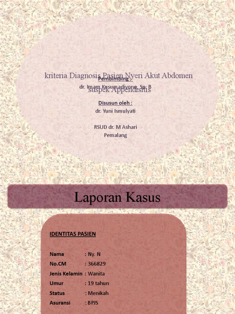 Kriteria Diagnosis Pasien Nyeri Akut Abdomen Suspek Appendisitis | PDF