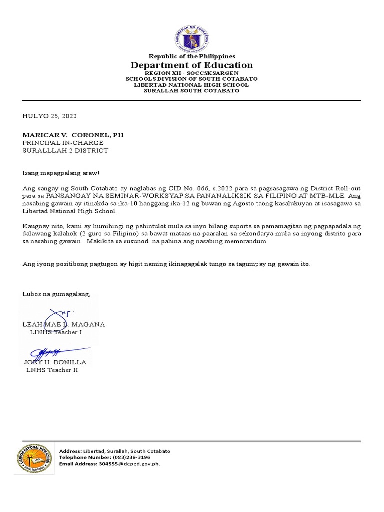 Letter For Seminar Worksyap | PDF