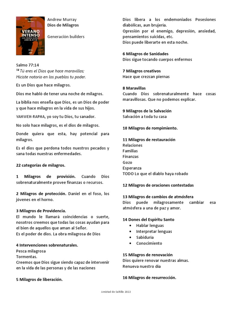 Dios de Milagros y Su Poder | PDF | Milagro | Jesús