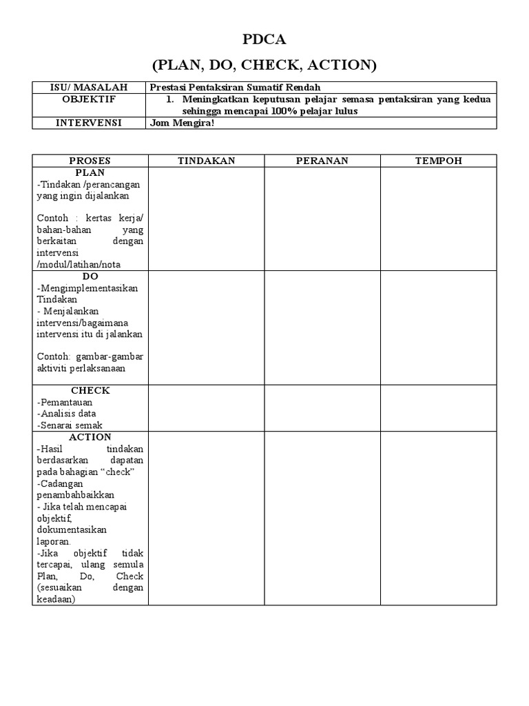 PDCA Model untuk Peningkatan Prestasi Pentaksiran | PDF