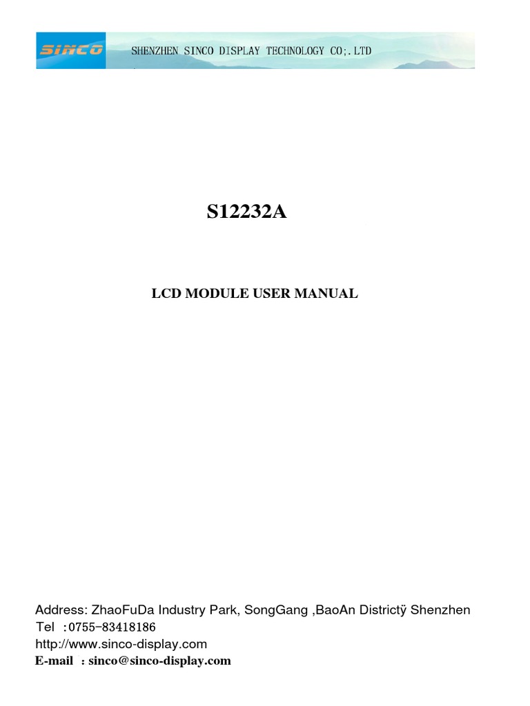 S12232a LCD Module User Manual | PDF | Liquid Crystal Display | Power Supply