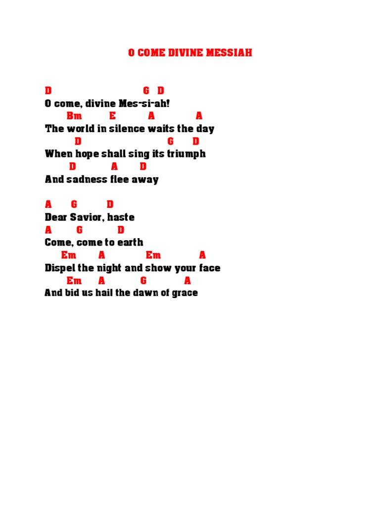 O Come Divine Messiah | PDF