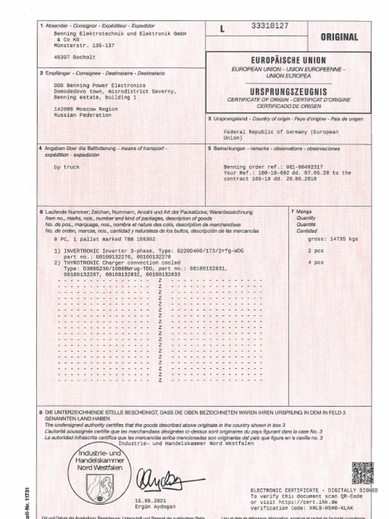 23 Certificate of Origin of The Goods | PDF