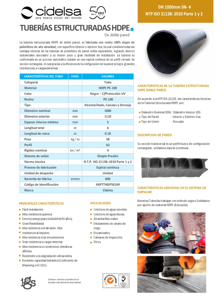 Tubería estructurada HDPE doble pared | PDF | Tubería (transporte de fluidos) | Ultravioleta