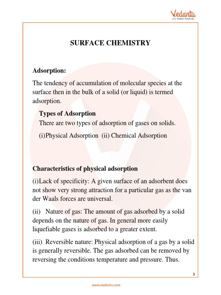 JEE Main 2022 Revision Notes - Surface Chemistry - Free PDF Download ...