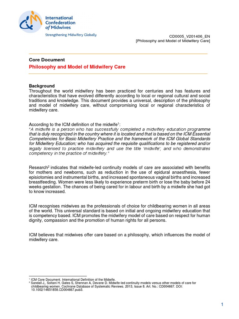 ICM Philosophy and Model of Midwifery Care | PDF | Midwife | Midwifery