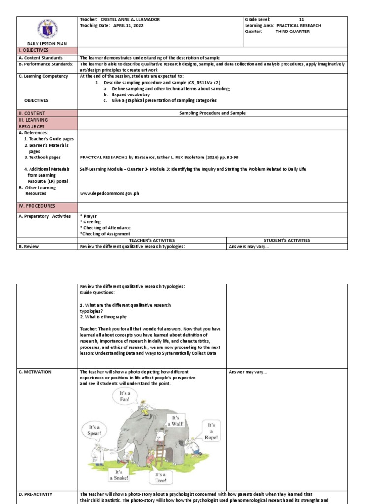 DLP Sampling Procedure | PDF | Sampling (Statistics) | Ethnography