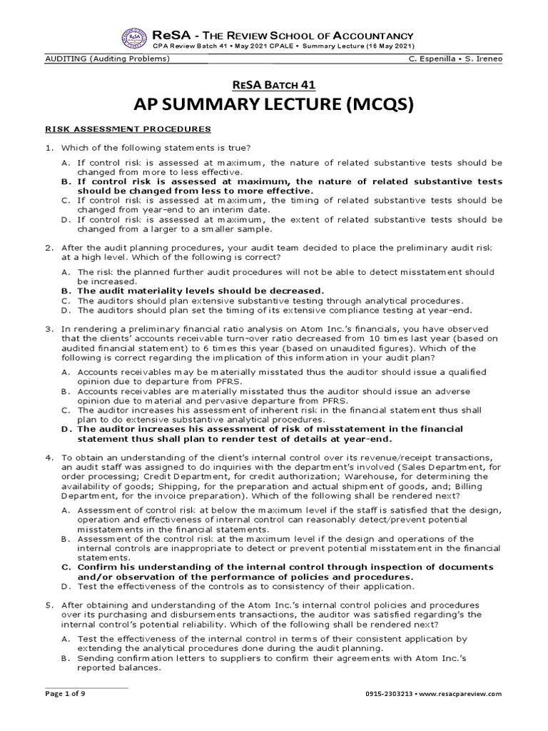 AP Summary Lecture (16 May 2021) | PDF | Accounts Payable | Audit