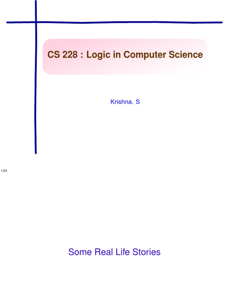 CS 228: Logic in Computer Science: Krishna. S | Download Free PDF | Formal Verification | Formal ...