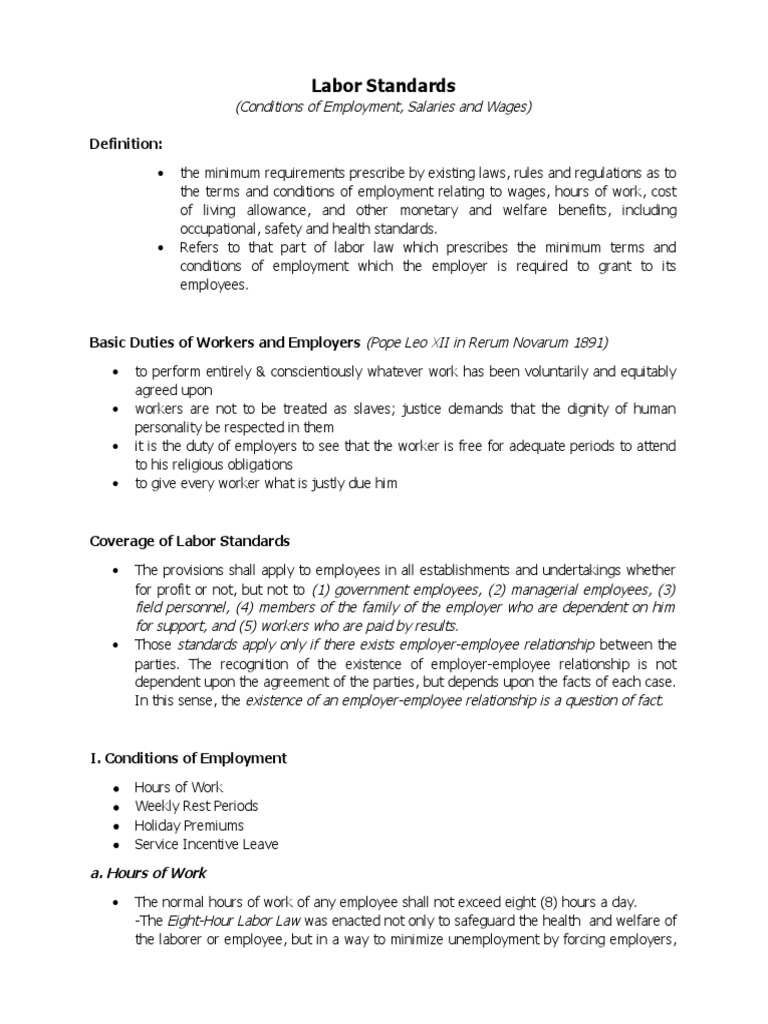 Labor Standards: Hours and Benefits | PDF | Cost Of Living | Employment