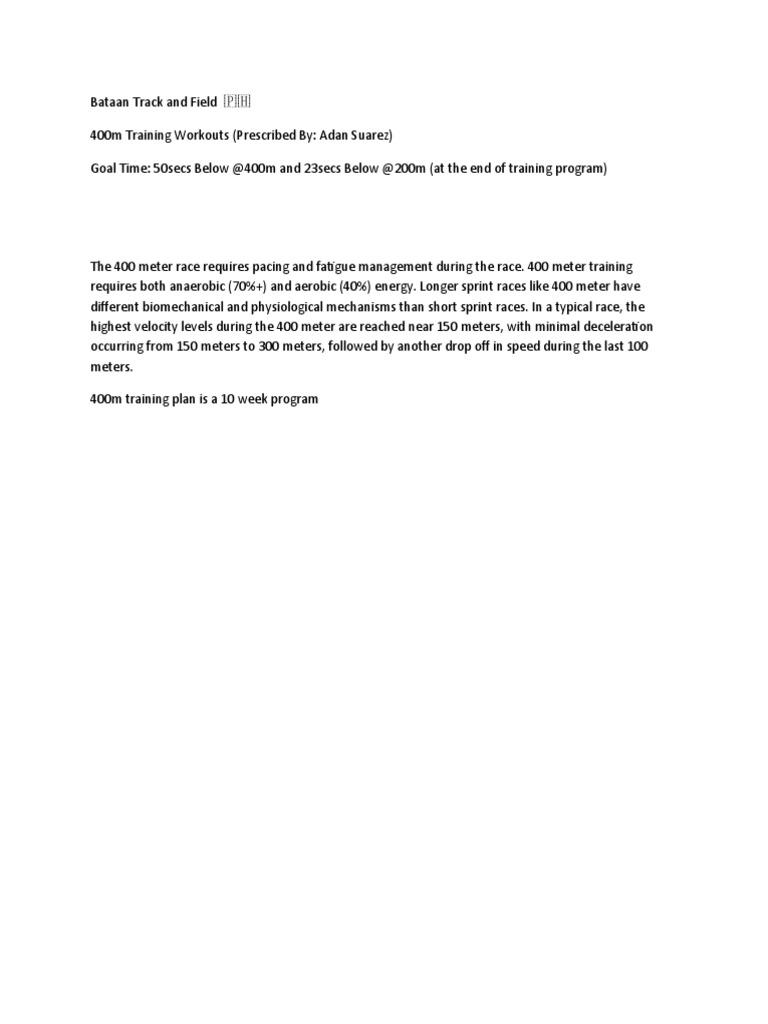 200m-400m Training Program Prescribed by Adan Suarez | PDF ...