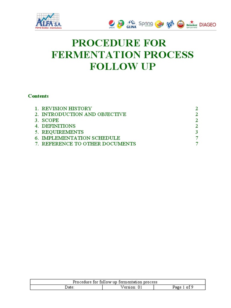 Fermentation Process Follow-Up Procedure | PDF | Brewing | Beer
