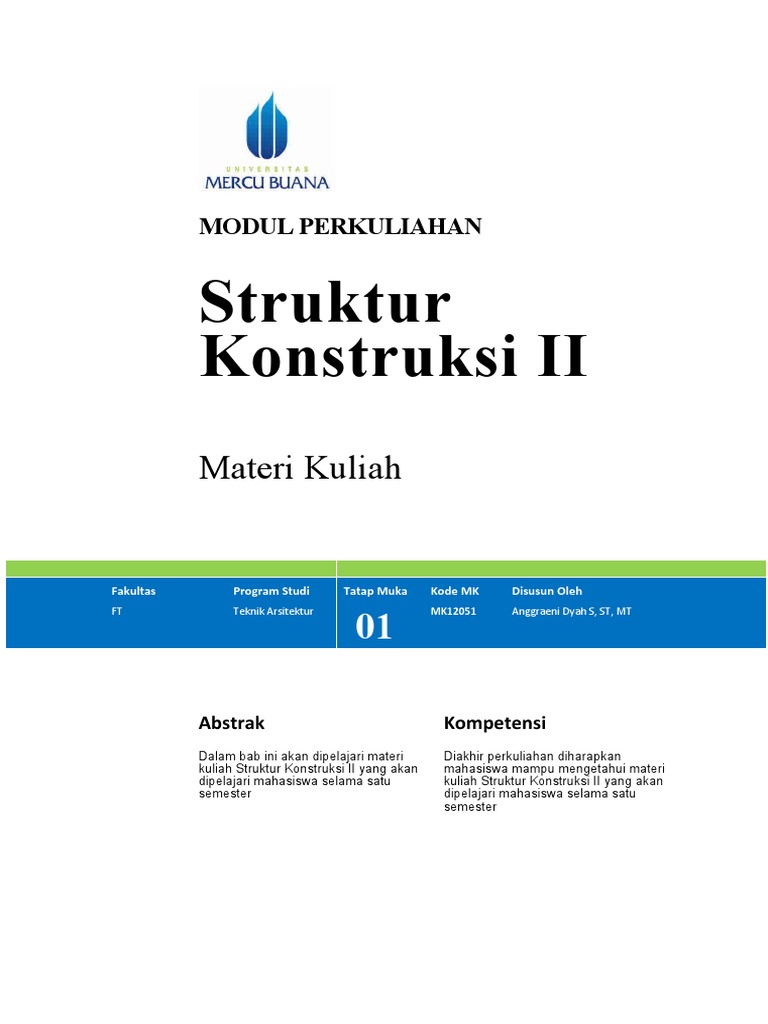 Modul Struktur Dan Kontruksi II (TM1) | PDF