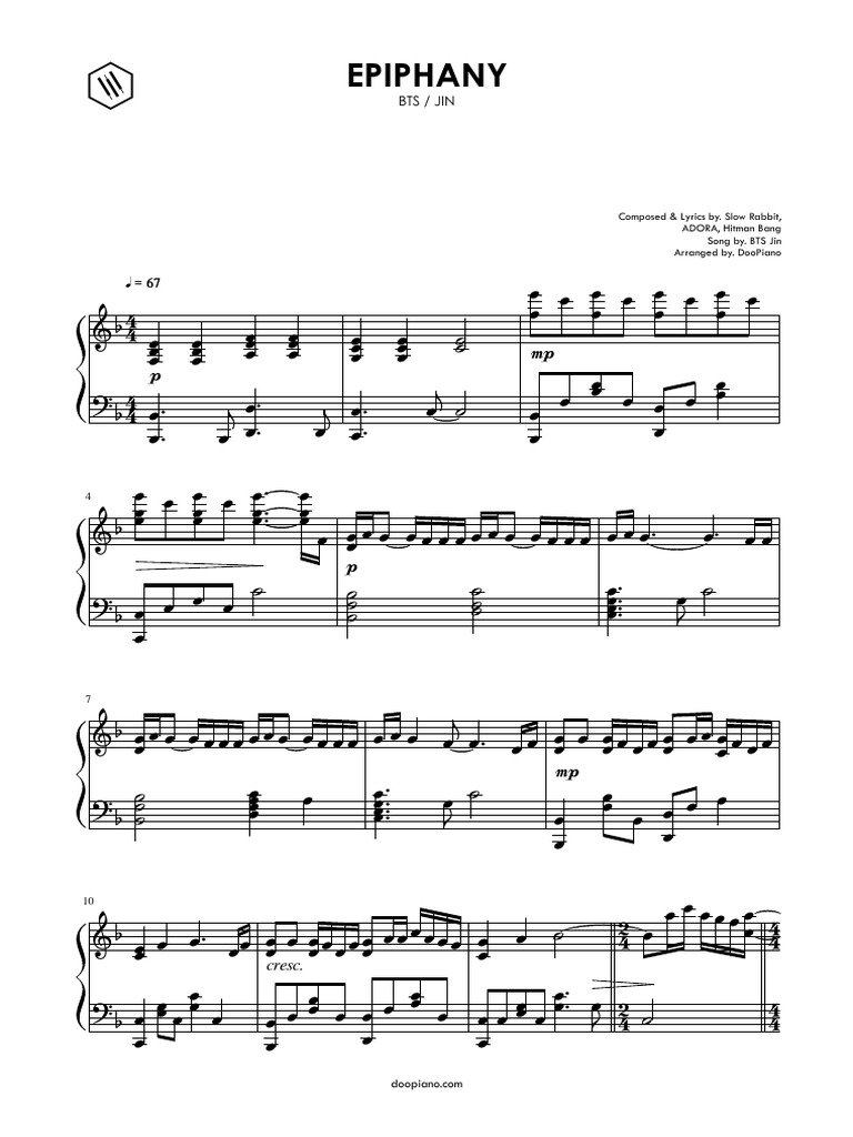 Doopiano Bts 방탄소년단 Epiphany | PDF