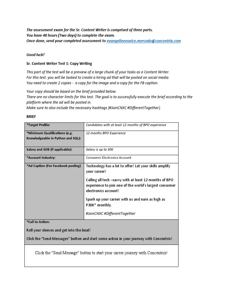 Sr. Content Writer Test | PDF | Recruitment