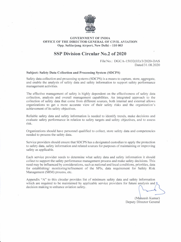 Dgca - Safety Programme Data Requirement - Ssp02 - 2020 | PDF