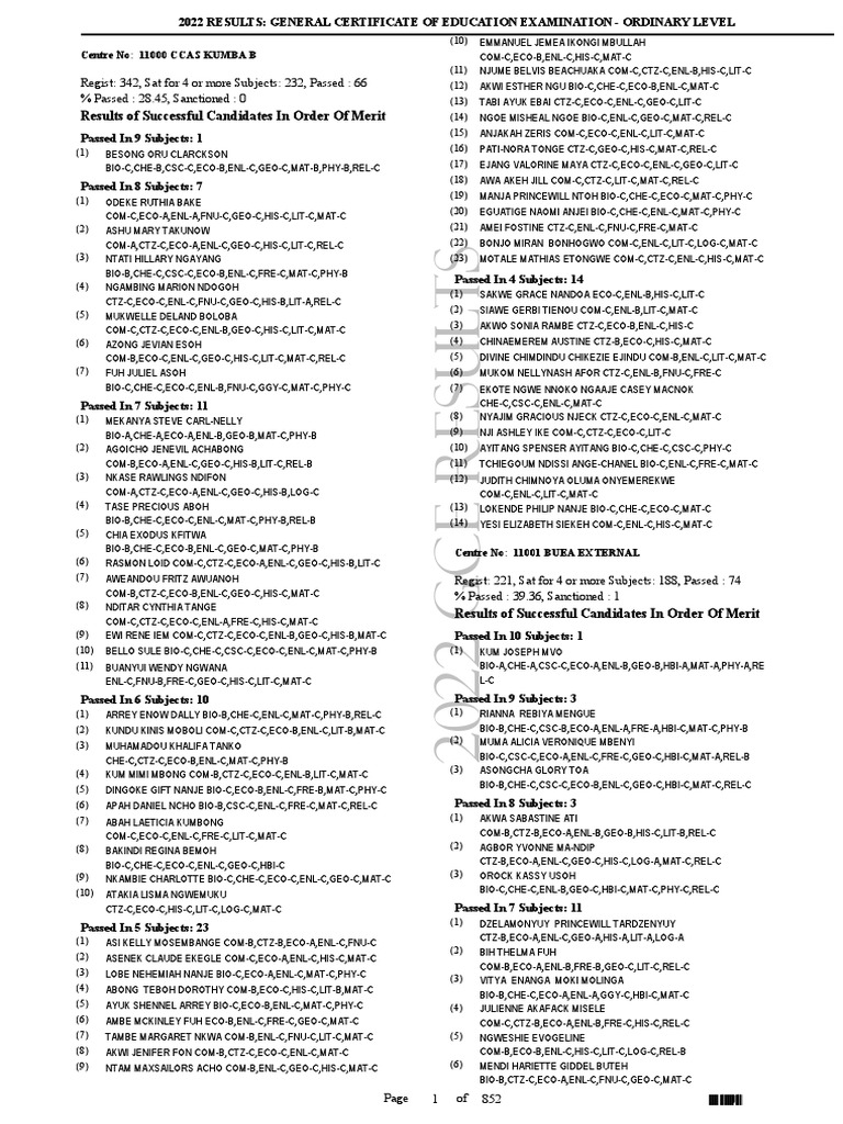 2022 GCE Ordinary Level Results | PDF | Evaluation | Singapore