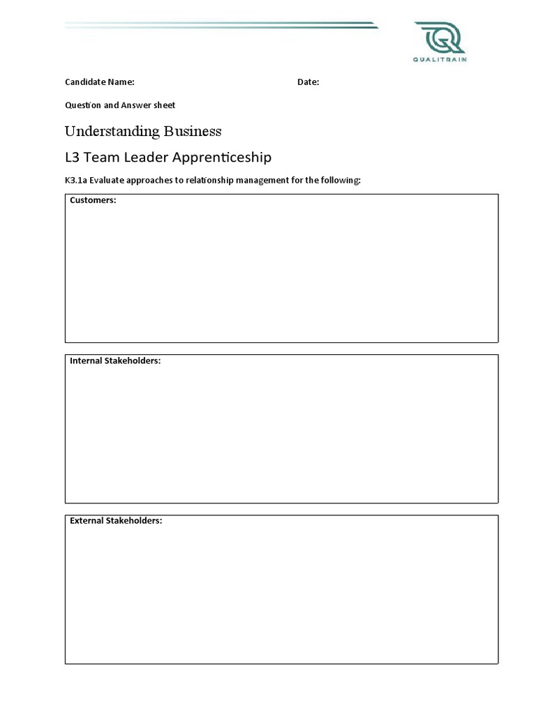 Understanding Business Question and Answer Sheet | PDF | Business