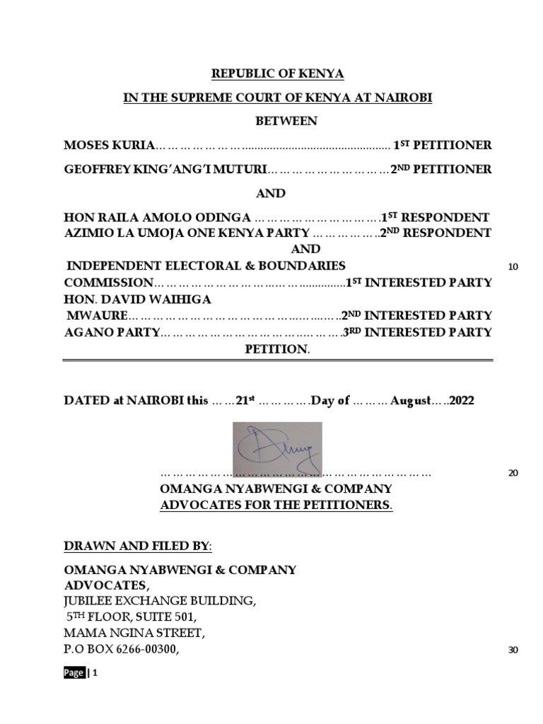 Moses Kuria Kenya Presidential Election Petition 2022 | PDF | Elections ...