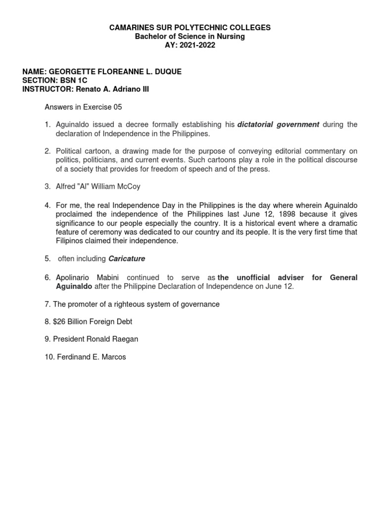 BSN 1C Act-Exe - 05 | PDF | Philippines