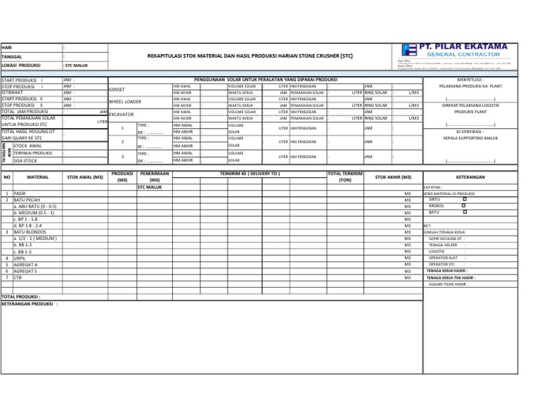 Laporan Harian Produksi | PDF