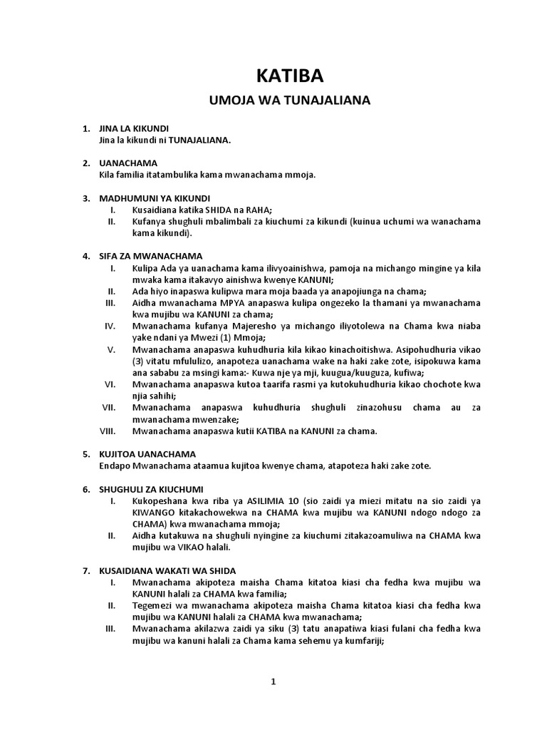 Katiba Ya Umoja PDF | PDF