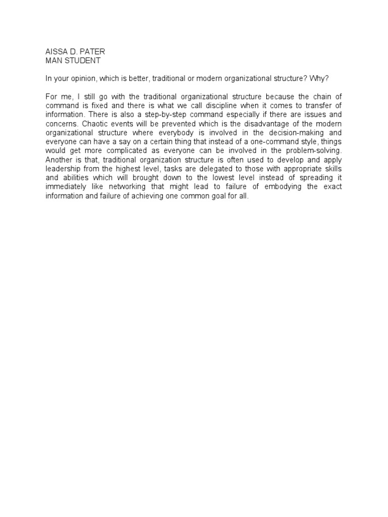 Traditional Vs Modern Org Structure | PDF