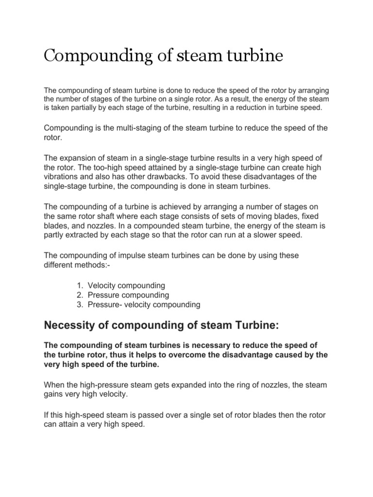Compounding Methods in Steam Turbines | PDF | Turbine | Applied And ...