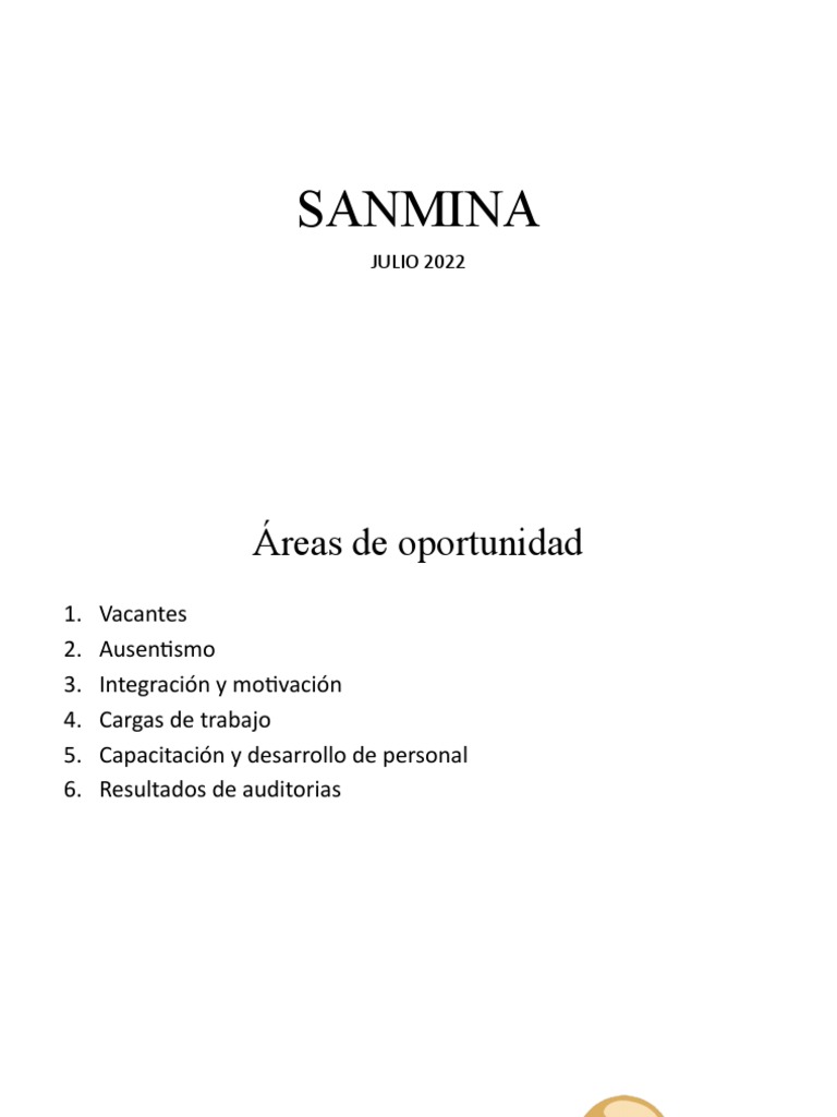 Presentacion Sanmina Julio 2022 | PDF | Cocinando | Preparación de ...