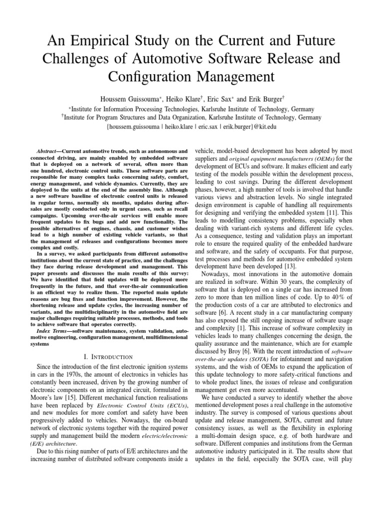 An Empirical Study On The Current and Future Challenges of Automotive Software Release and ...