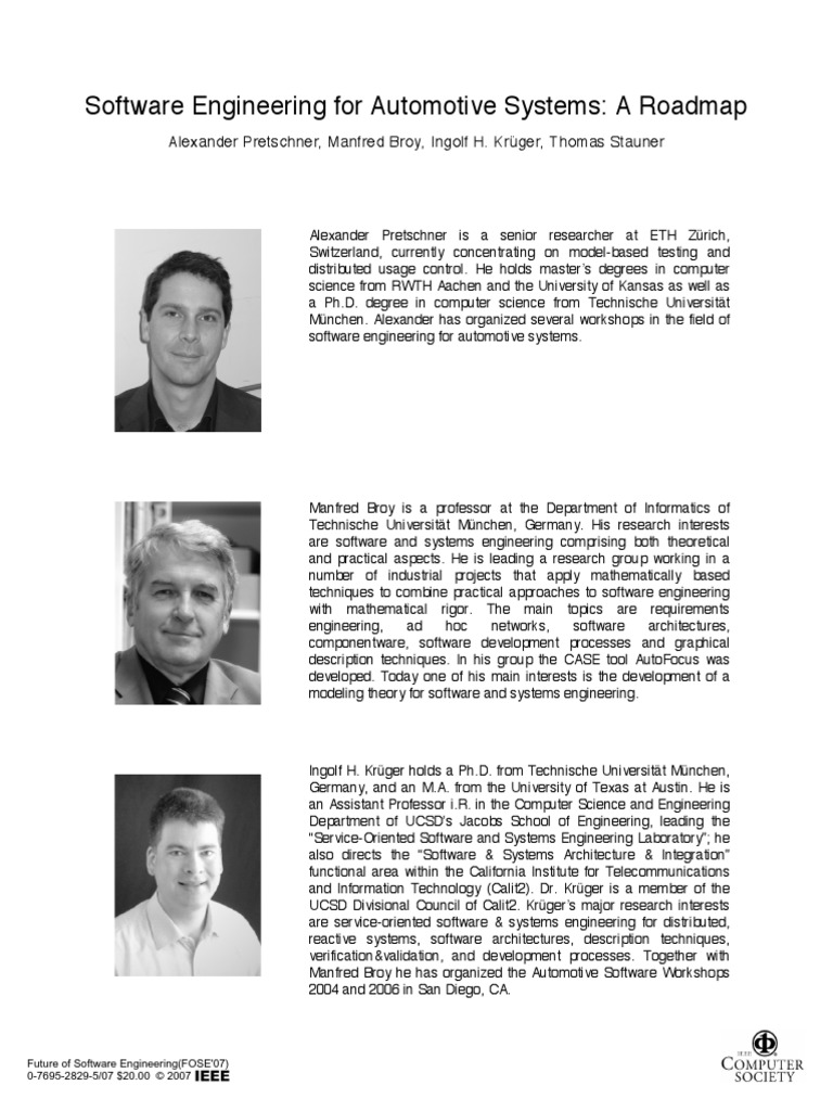 Software Engineering For Automotive Systems: A Roadmap | PDF ...