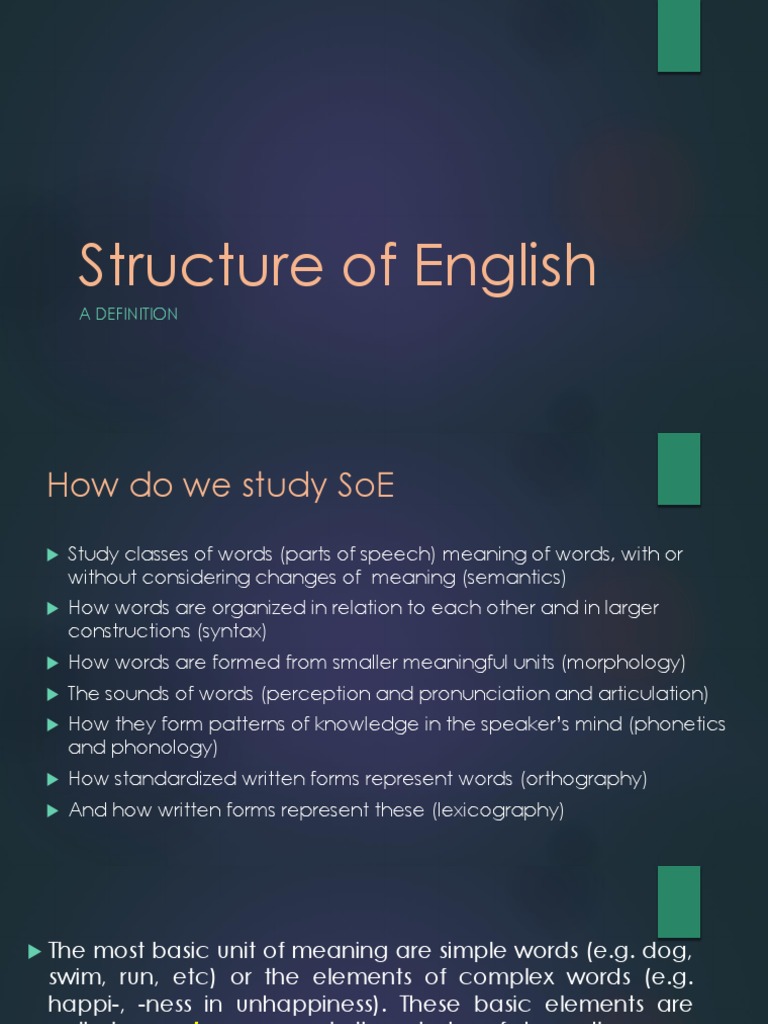 Session 2 Structure of English | PDF | Word | English Language