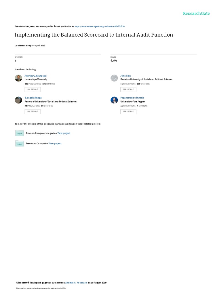 Implementing BSC To Internal Audit Function | PDF | Internal Audit | Audit