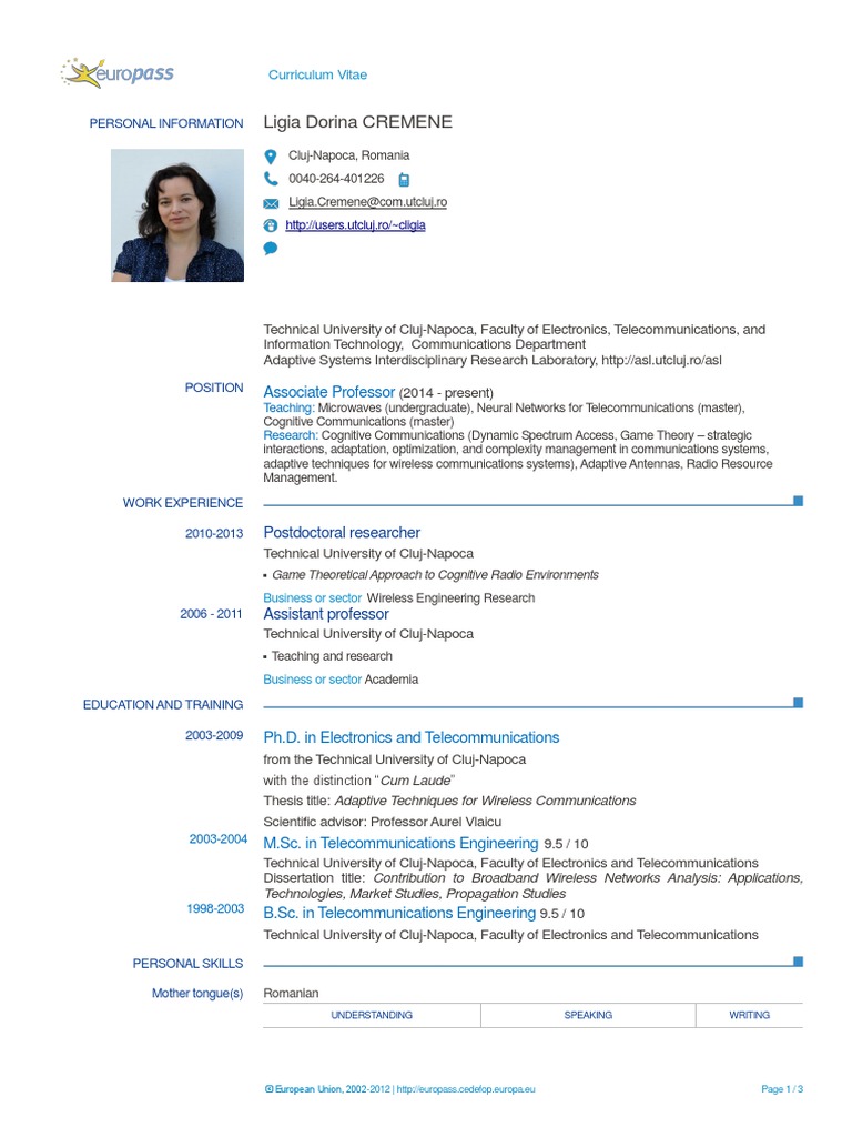 Ligia Dorina CREMENE: Associate Professor | PDF | Telecommunications ...