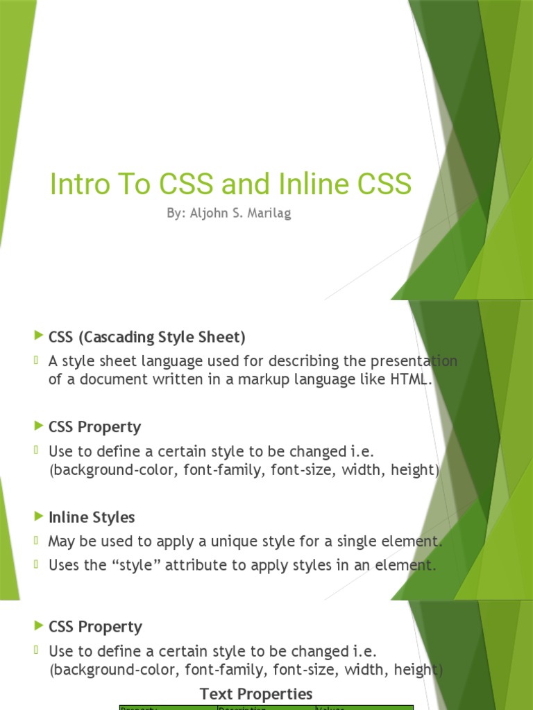 Lesson 4 Intro To Css And Inline Css Pdf Html Element Design 7760