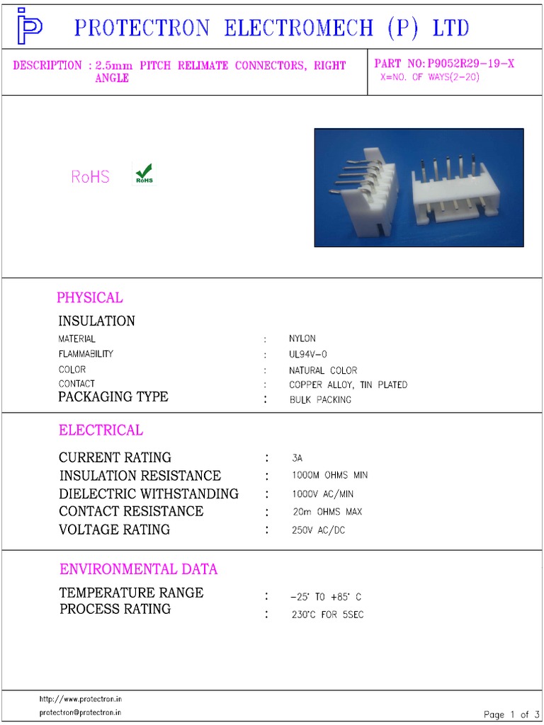P9052R XH Rightangle Protectron | PDF