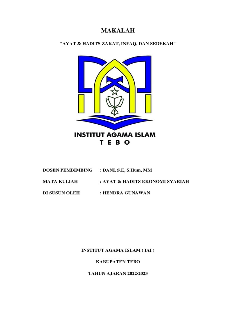 Makalah Ayat Dan Hadits Zakat, Infaq, Sedekah | PDF Makalah Ayat Dan Hadits Zakat, Infaq, Sedekah | PDF