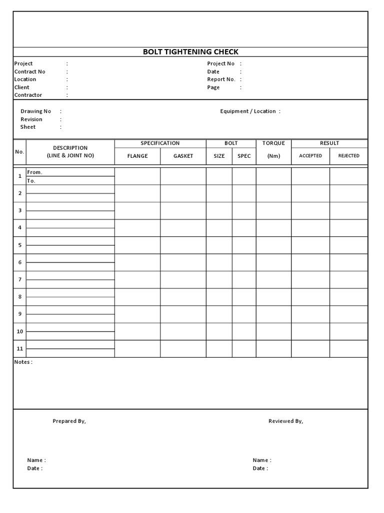 Report Bolt Tightening | PDF