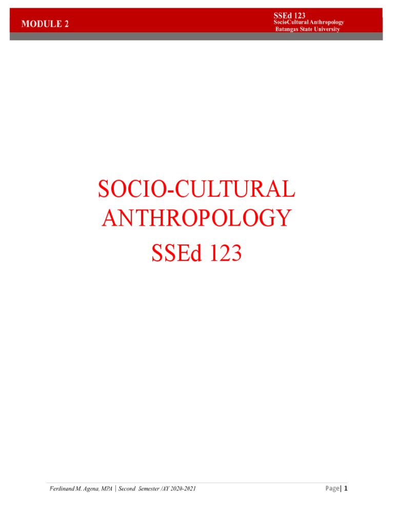 MODULE 2 SSEd-123-Socio Cultural Anthropology - 2nd Sem - AY 2020-2021 | PDF | Race (Human ...