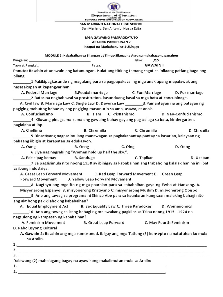 Activity Sheet Mov 7 | PDF